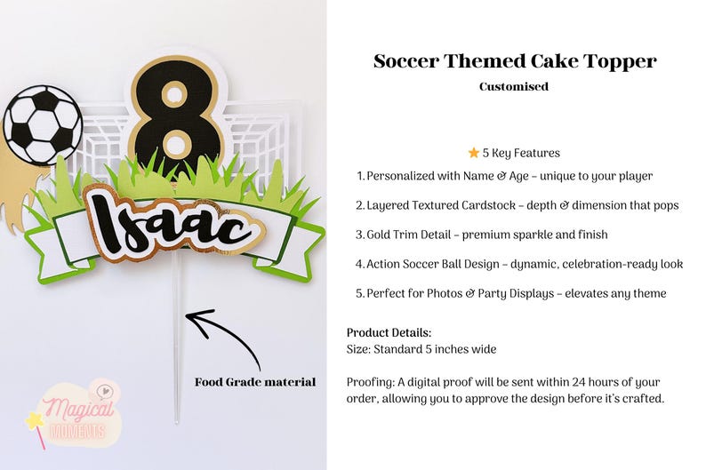 Custom Soccer Cake Topper | Personalized Name & Age | Soccer Birthday ...