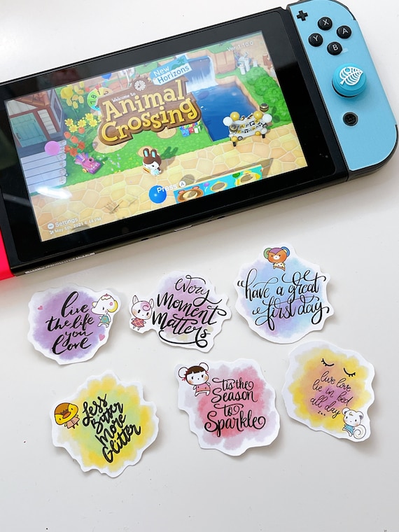 ACNH inspired hand lettering sticker set Set of 6 with gift | Etsy