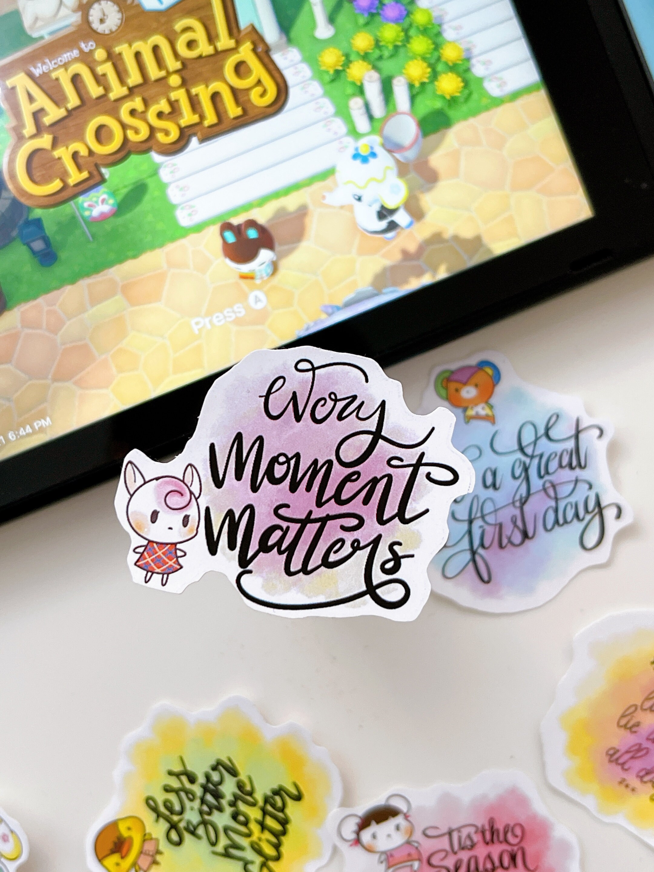 ACNH Inspired Hand Lettering Sticker Set set of 6 With Gift Packaging ...