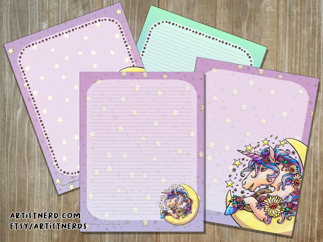 Unicorn Moon Printable Letterhead Stationary Instant Digital - Etsy