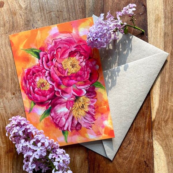 Peony Card - Etsy UK