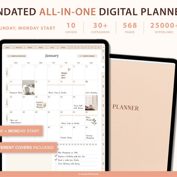 Undated Digital Planner Portrait - Etsy