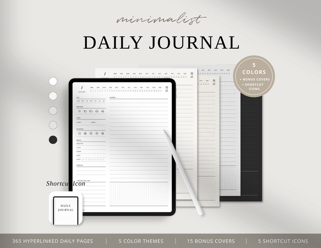 Digital Daily Journal, Daily Undated Journal, Goodnotes Daily Journal ...