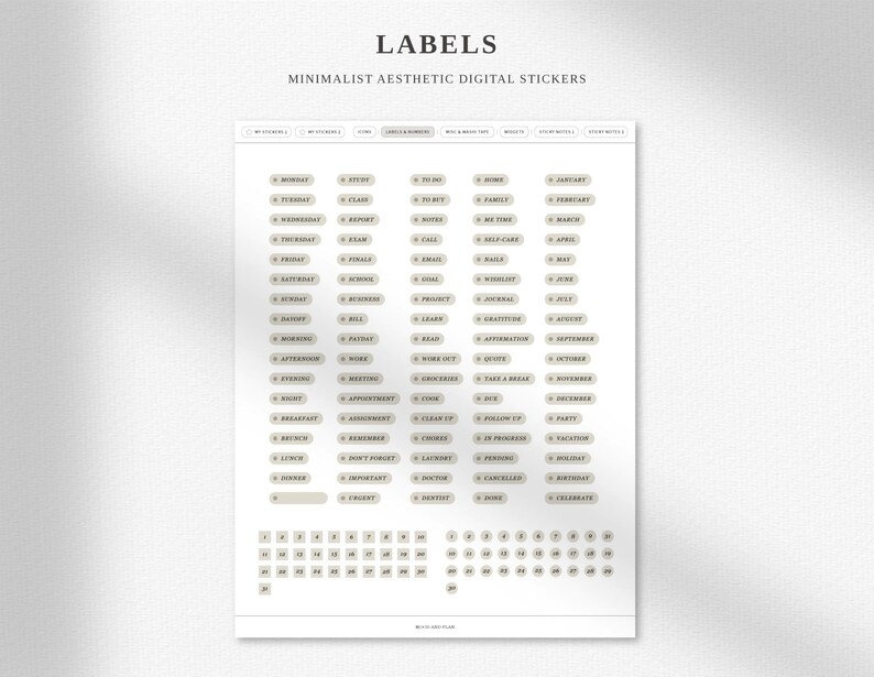 Minimalist Digital Stickers for Digital Planning | Digital Journal ...