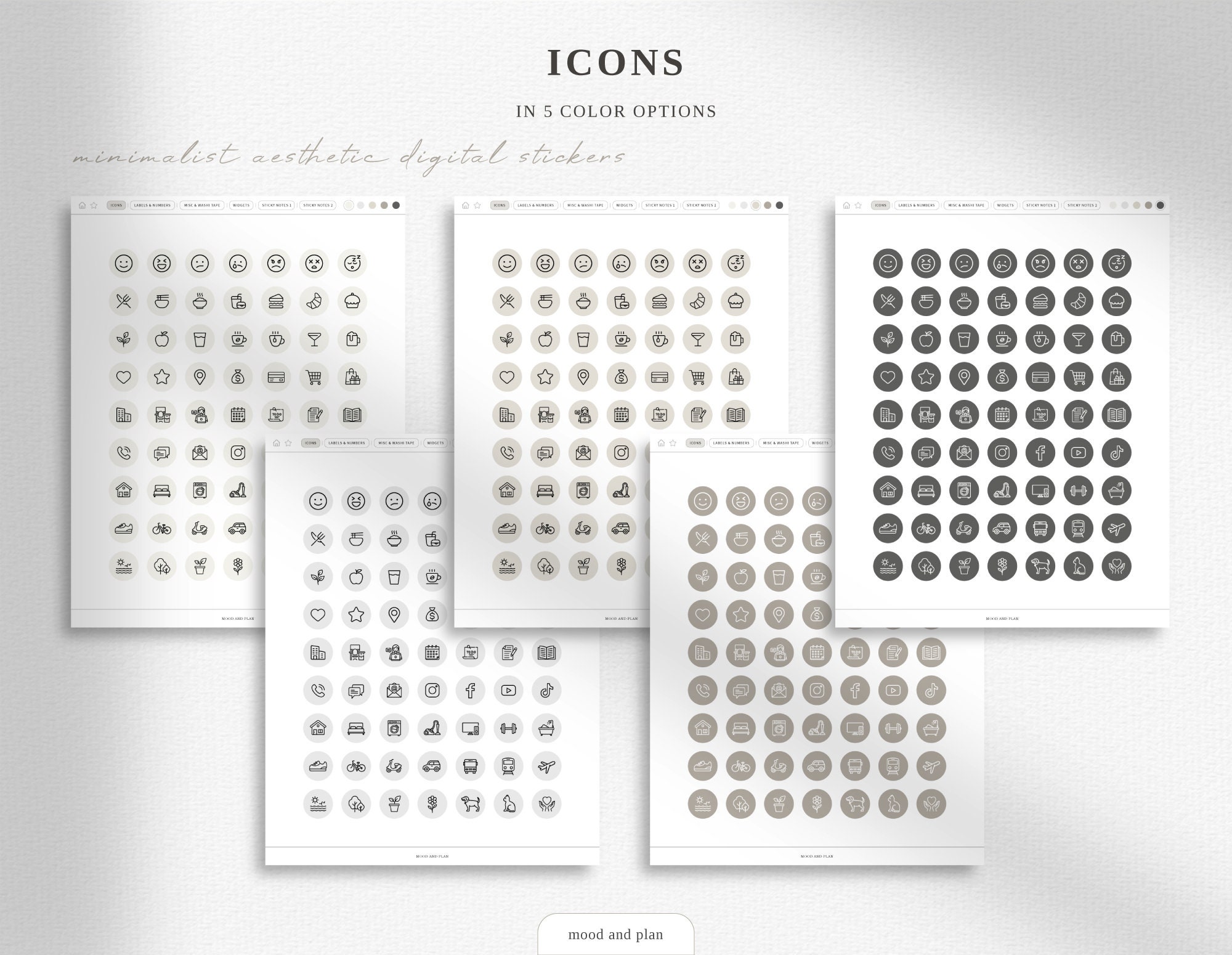 Minimalist Aesthetic Digital Stickers Digital Planner Stickers for ...