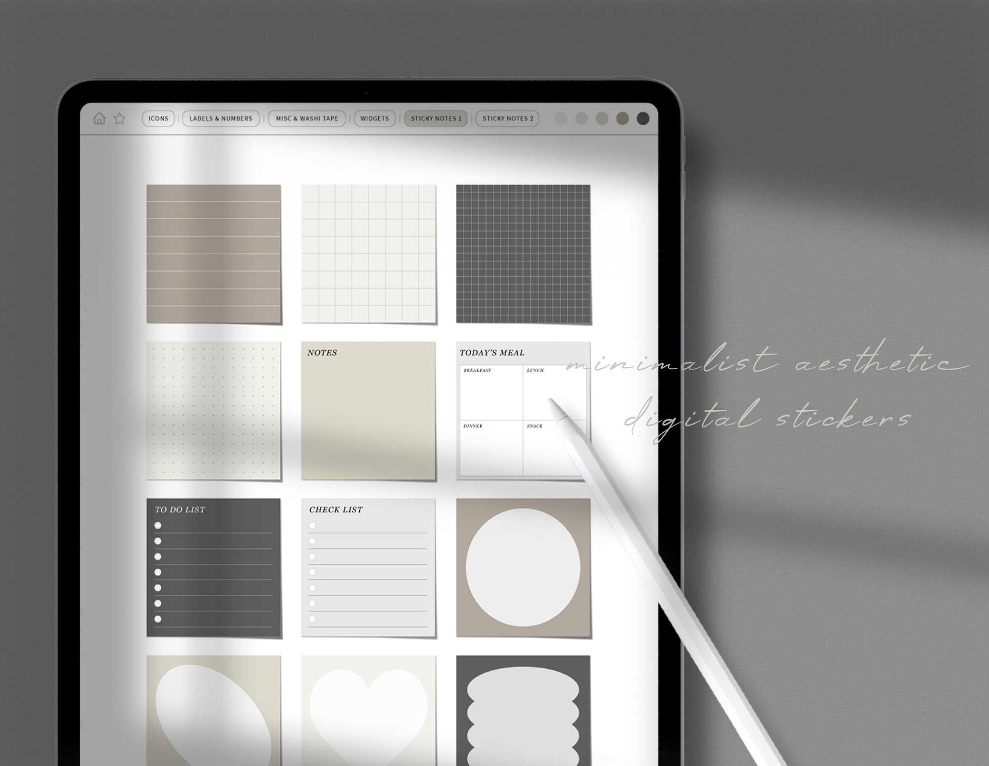 Minimalist Aesthetic Digital Stickers Digital Planner Stickers for ...
