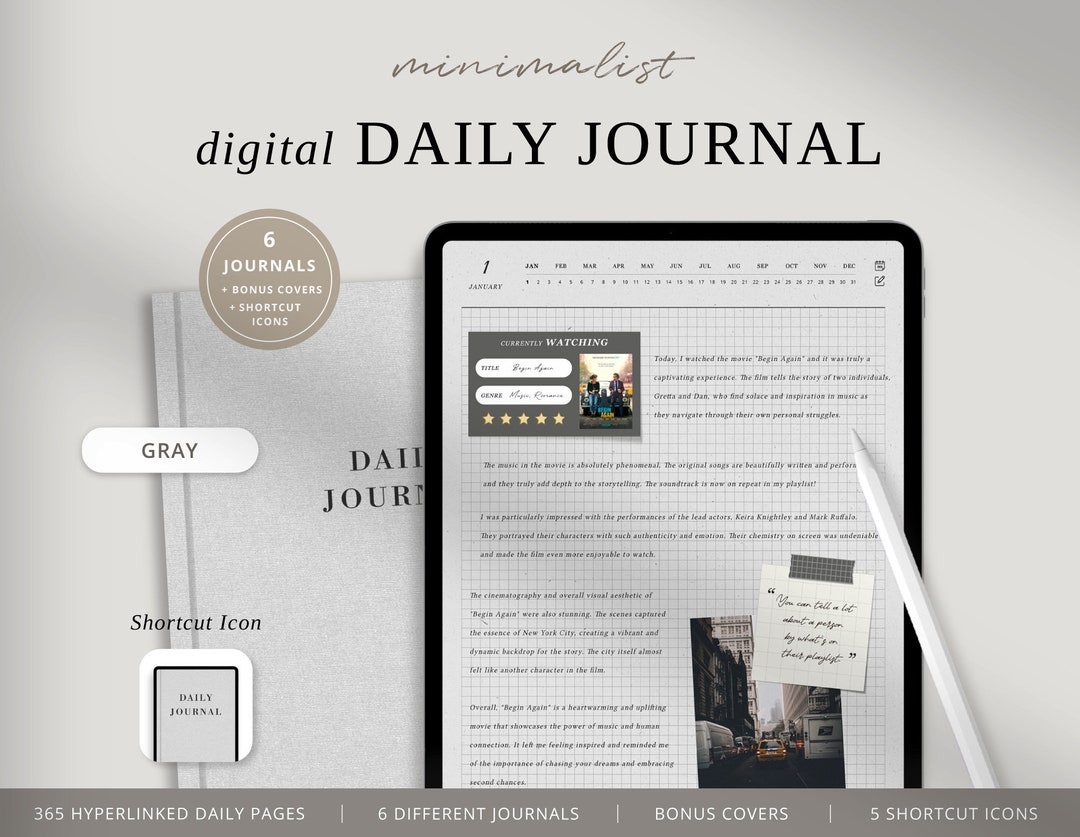 Digital Daily Journal, Minimalist Journal, Aesthetic Digital Journal ...