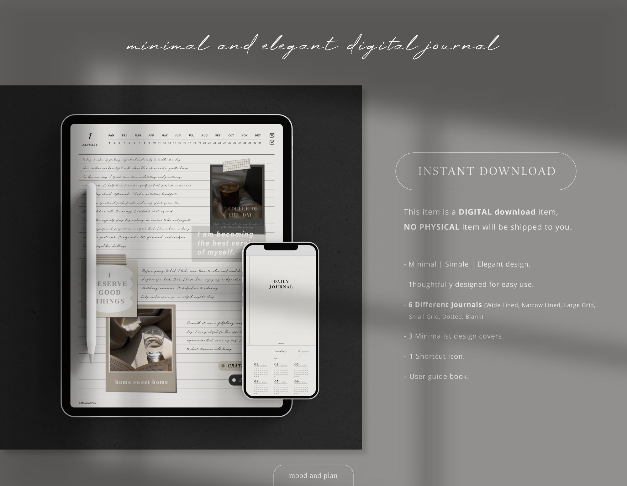Digital Daily Journal, Minimalist Digital Journal, Aesthetic Digital ...