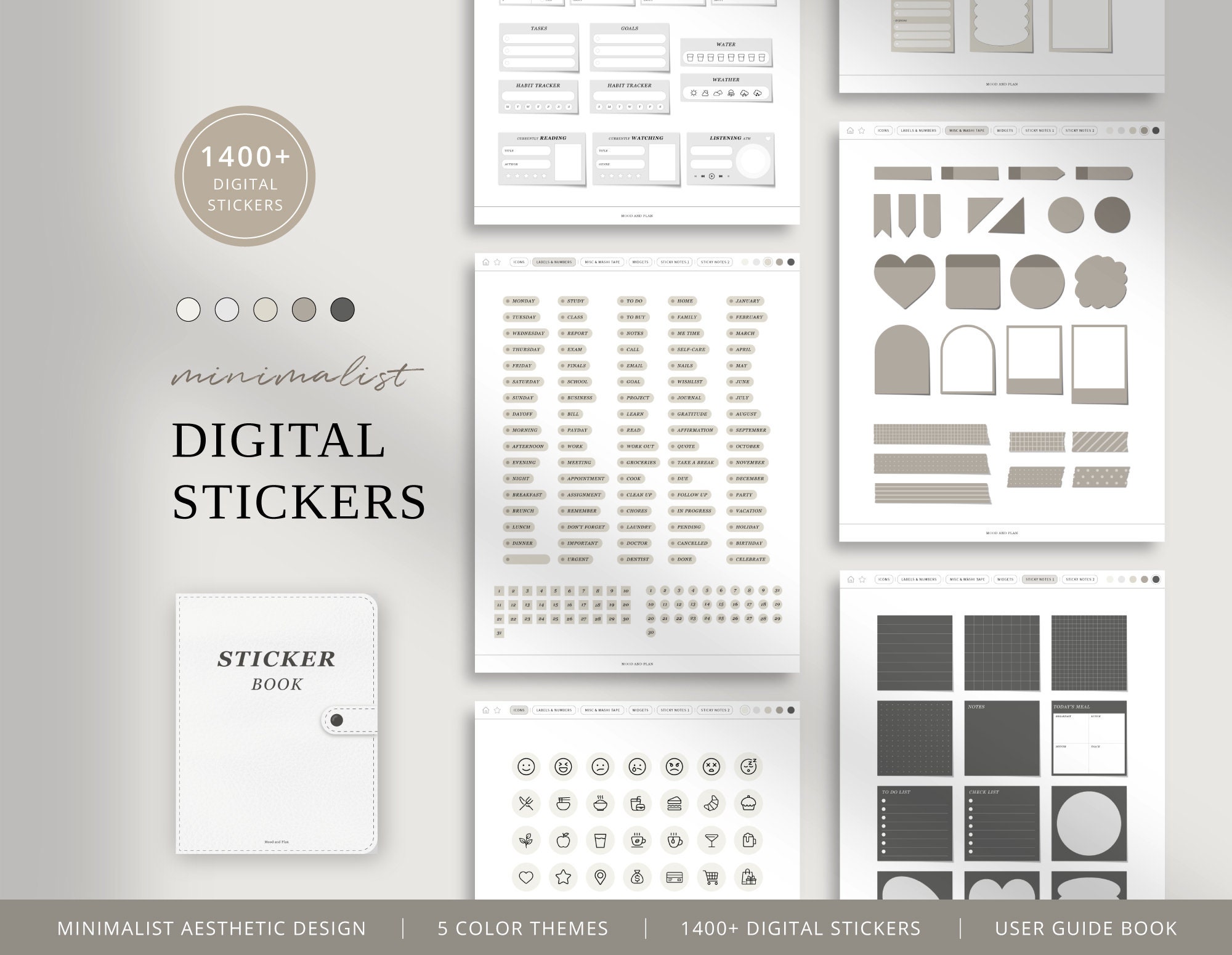 Minimalist Aesthetic Digital Stickers Digital Planner Stickers for ...