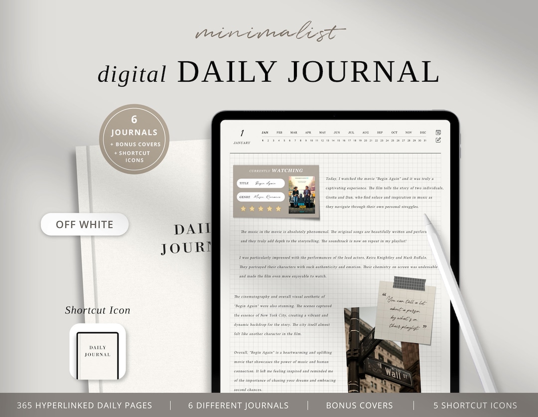 Digital Daily Journal, Minimalist Digital Journal, Aesthetic Digital ...