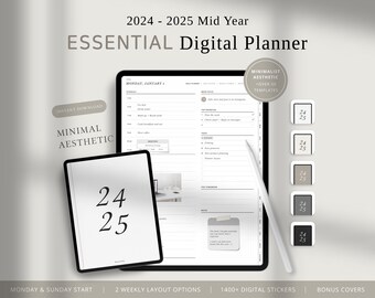 Digital Planner 2024 2025 Mid Year Digital Planner Landscape, Dated ...