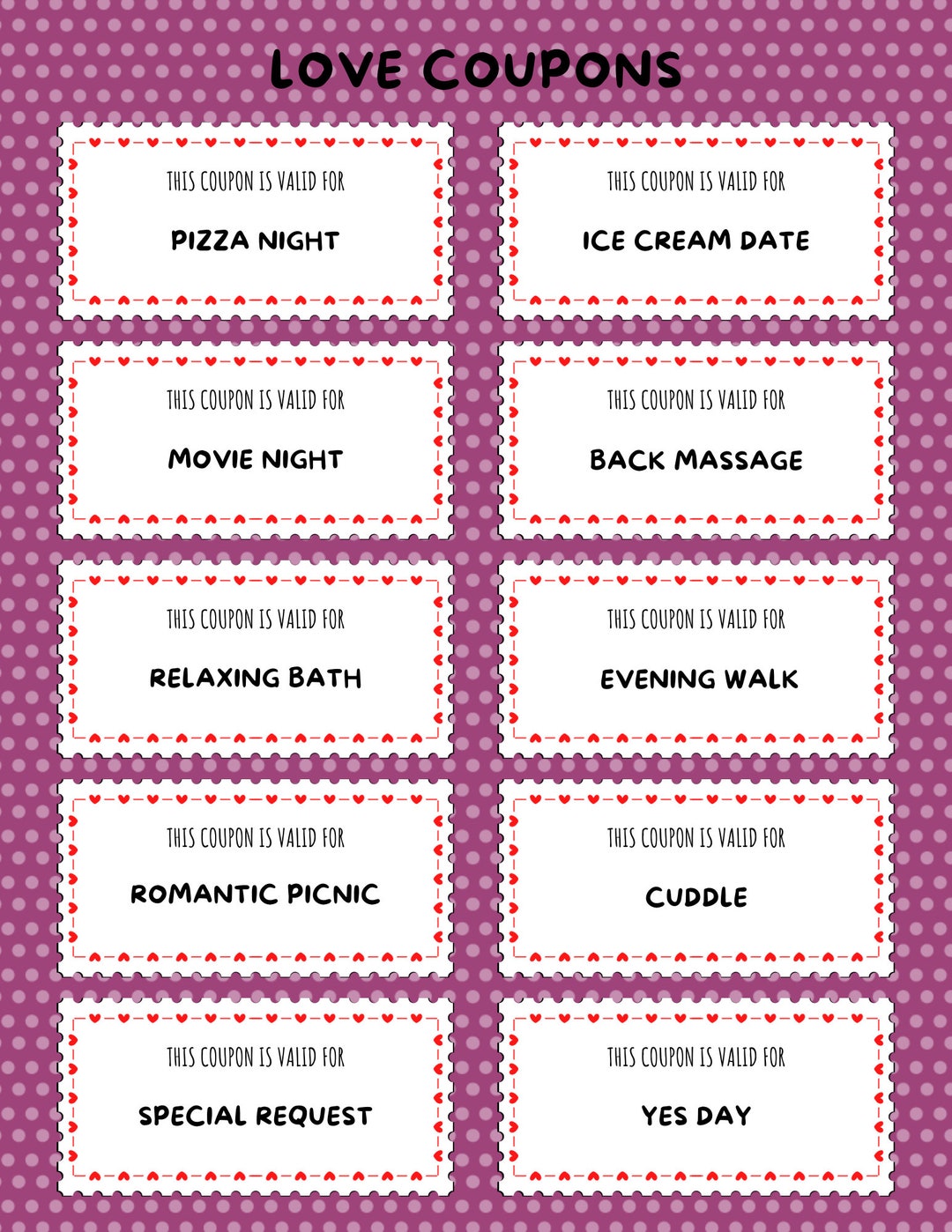 Love Coupons, 4 Separate Editable Love Coupons, Couples Coupons, Love, Special Love - Etsy