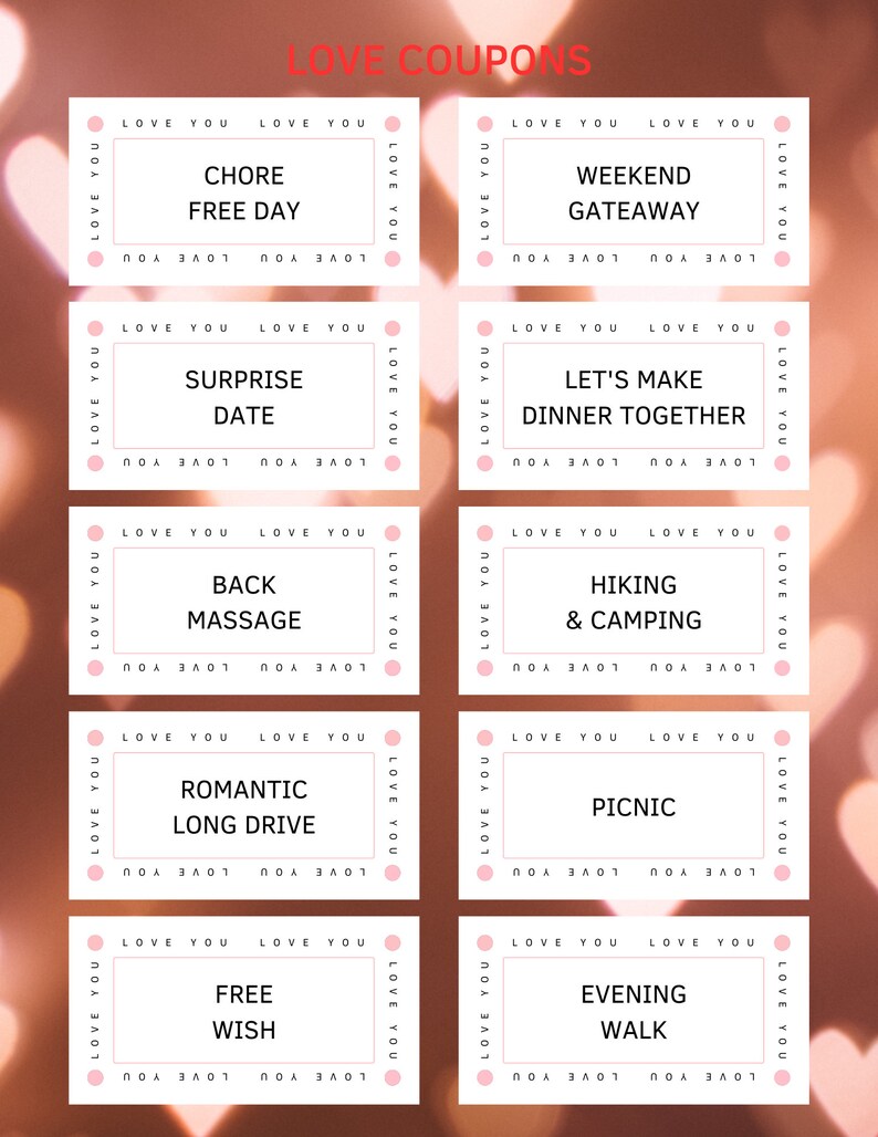 Love Coupons, 4 Separate Editable Love Coupons, Couples Coupons, Love ...