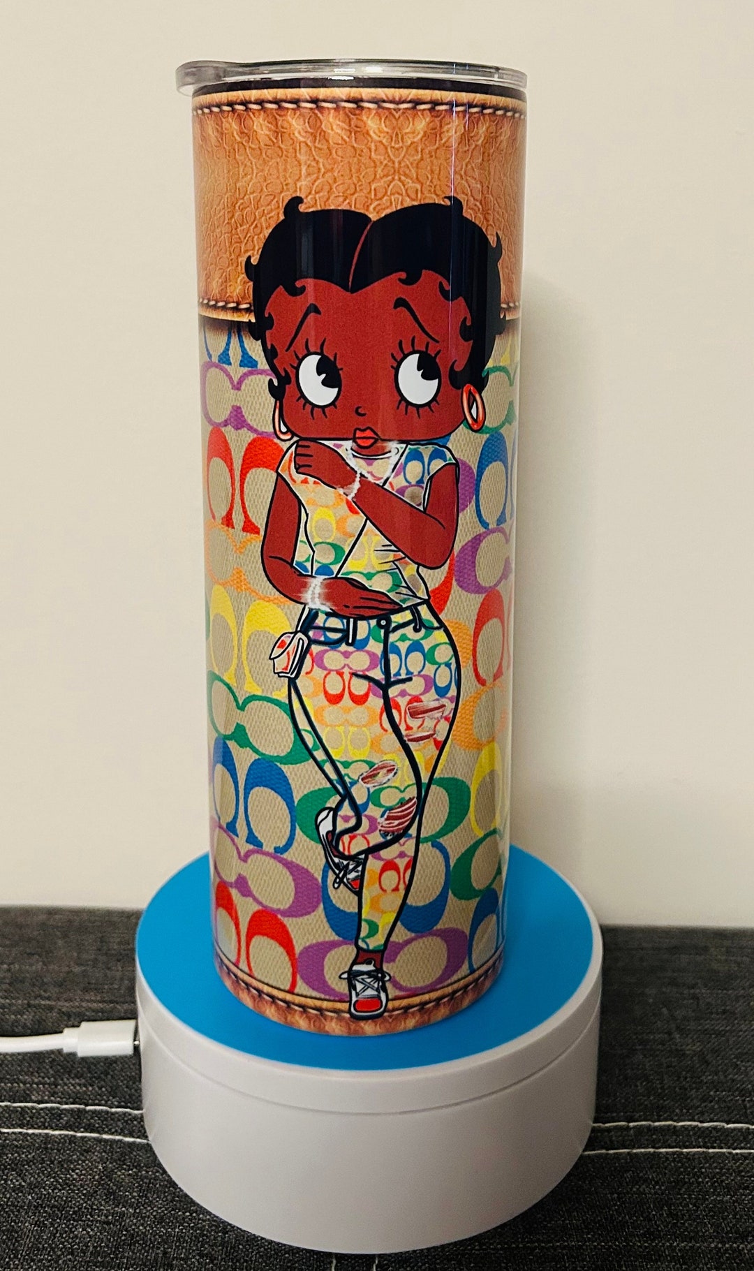 Designer Betty Boop 20oz Tumbler With Lid and Straw, Stainless Steel ...