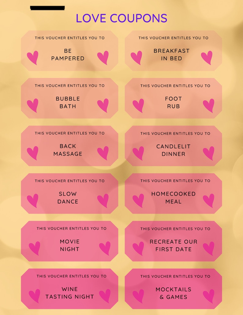 Love Coupons, 4 Separate Editable Love Coupons, Couples Coupons, Love ...
