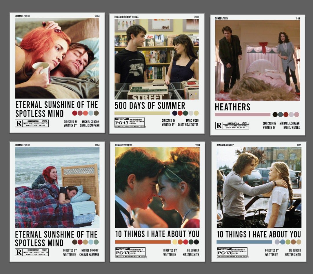 Romcom Aesthetic Movie Poster Pack DIGITAL DOWNLOAD I Eternal Sunshine ...