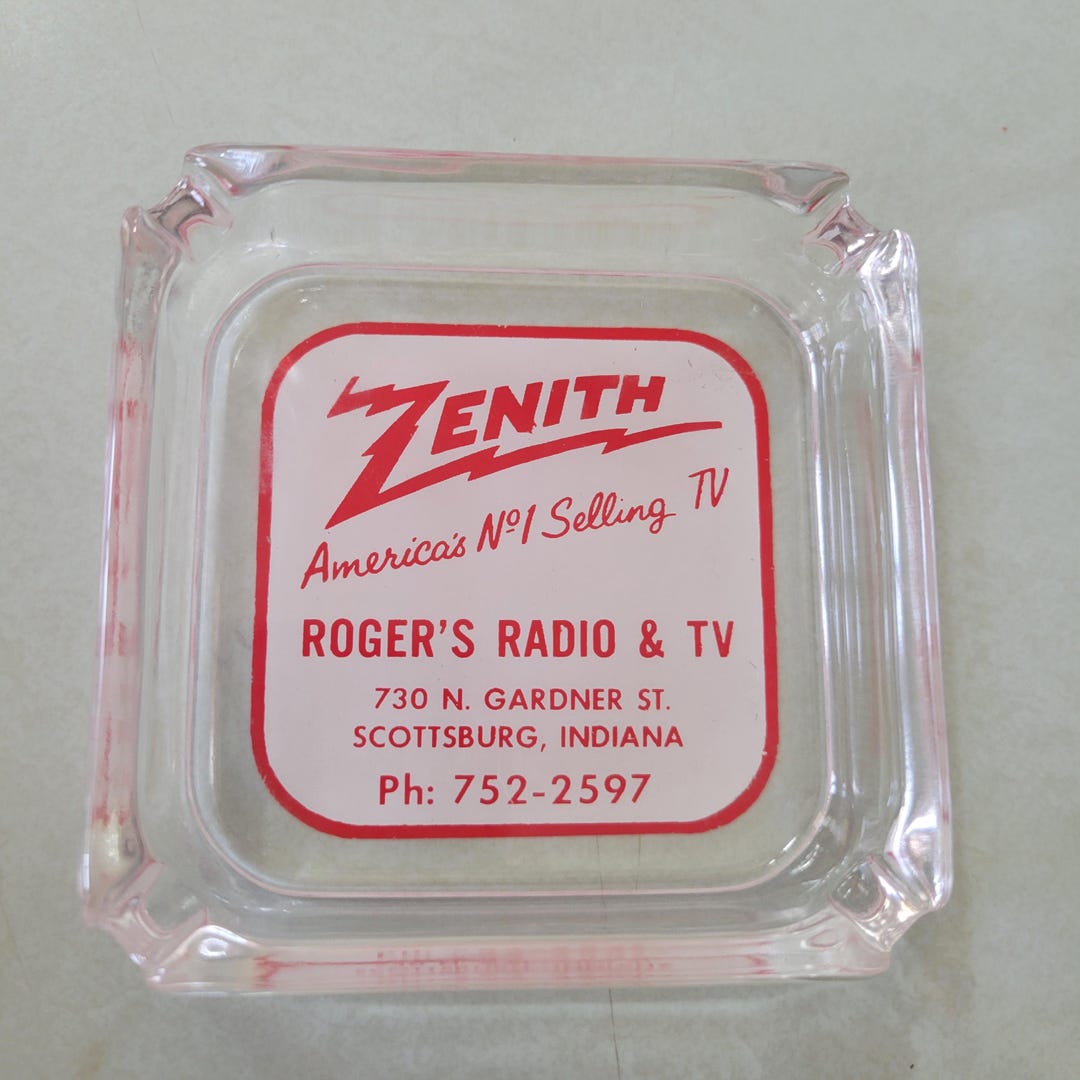 ZENITH Advertisement Vintage Glass Ash Tray - Etsy