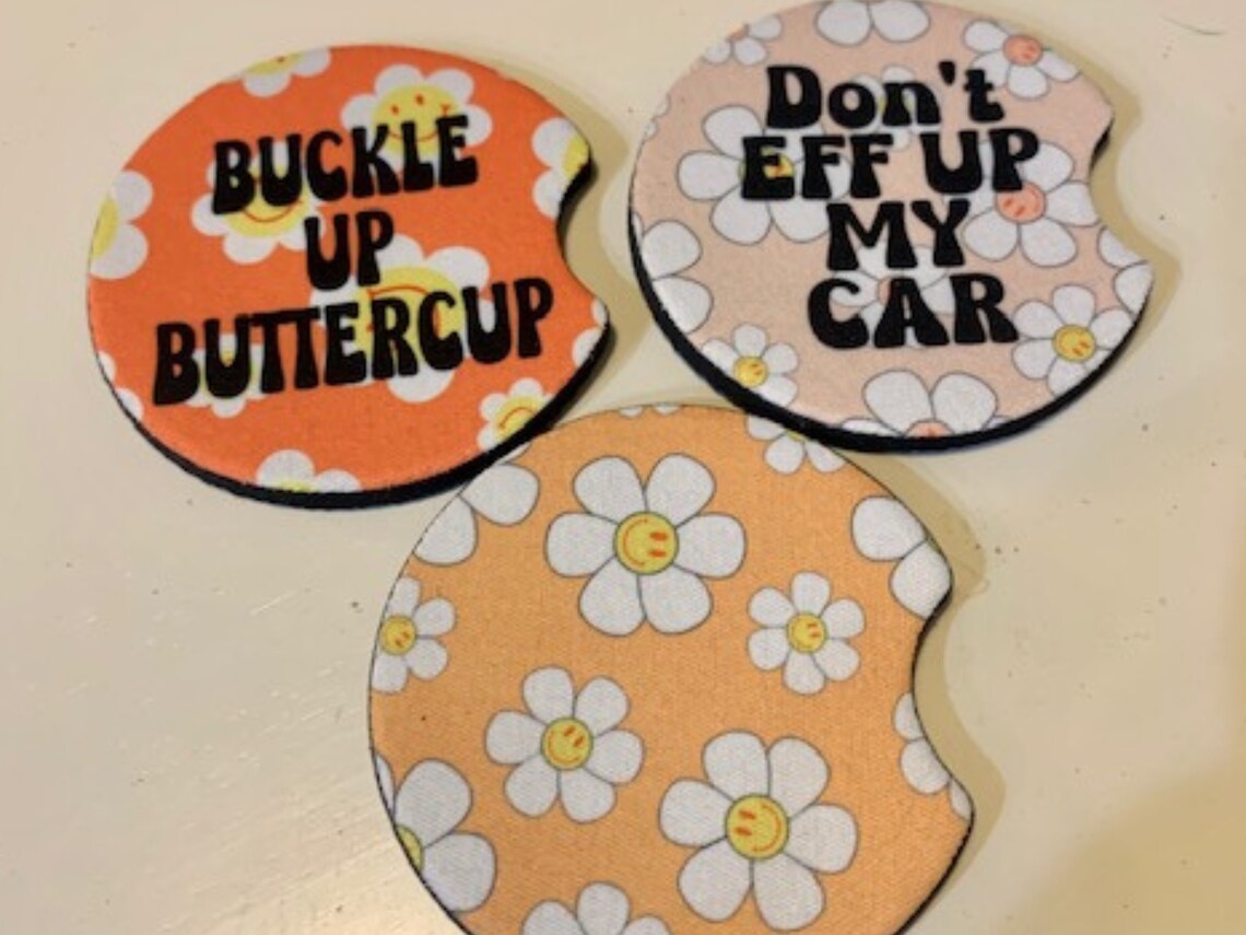 Cute Retro Car Cup Coaster Funny Car Cup Coaster Set of 2 - Etsy