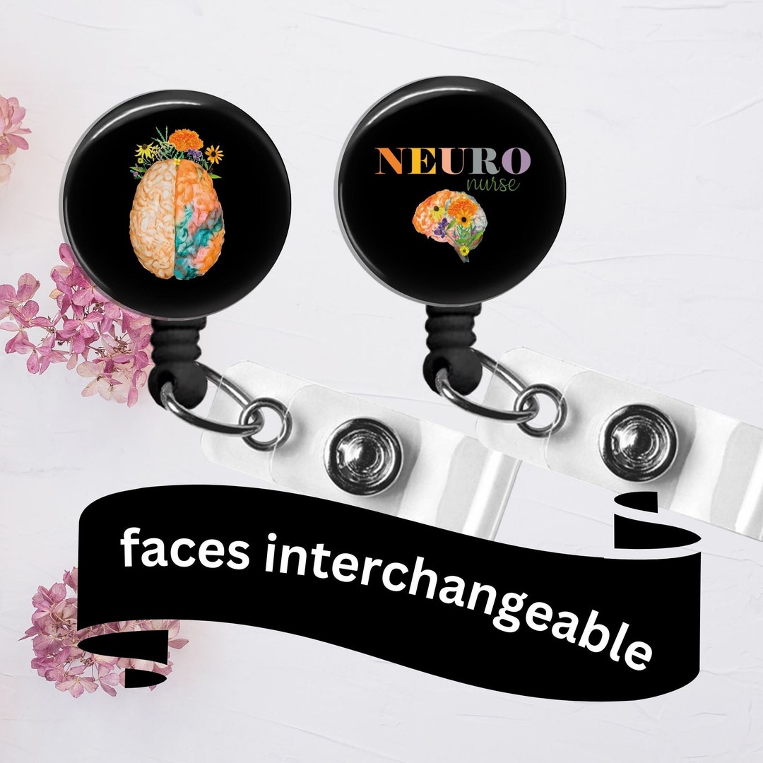Brain Badge Reel, Neuro Id Badge Reel With Anatomical Brain, Gift for ...