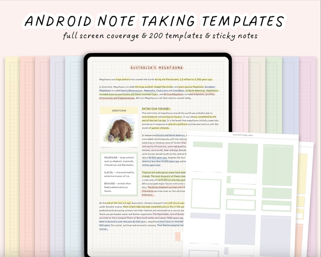 200 Android Note-taking Templates | Colorful Note Templates | Student ...