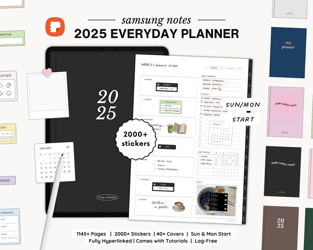 2025 Ultimate Samsung Notes Planner, Android Tablet Hyperlinked Dated ...