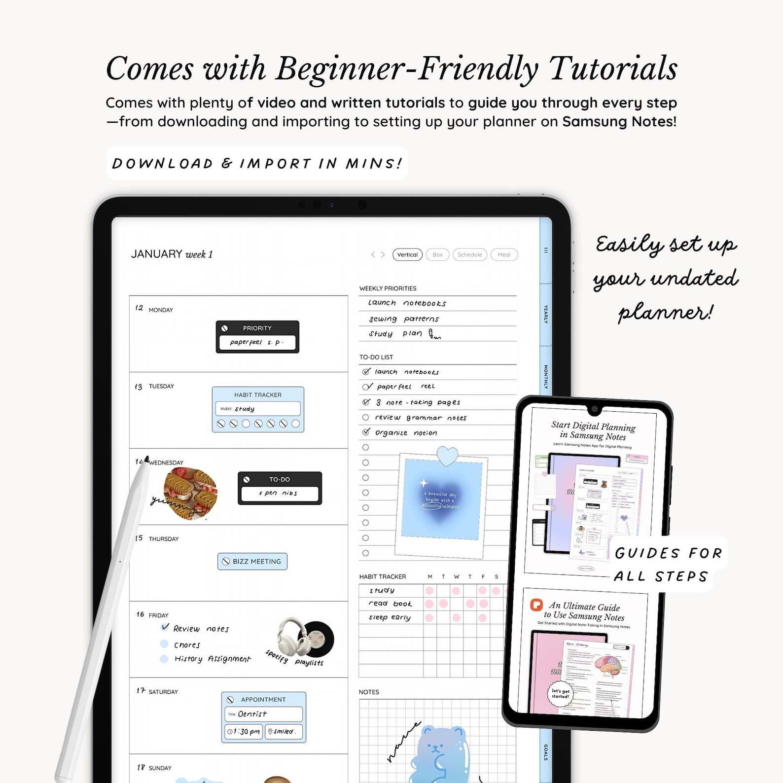 UNDATED Ultimate Samsung Notes Planner, Android Tablet Hyperlinked ...