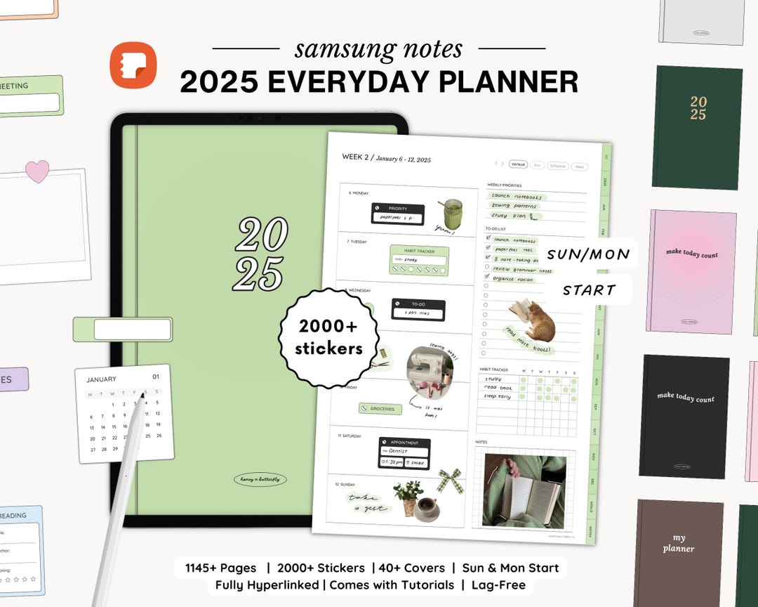 2025 Ultimate Samsung Notes Planner, Android Tablet Hyperlinked Dated ...
