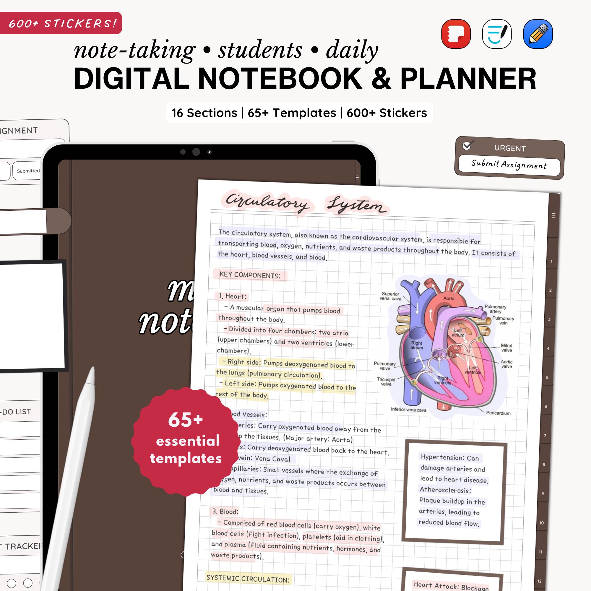 Hyperlinked Notebook & Planner: Student, Life Planners, Note-taking ...