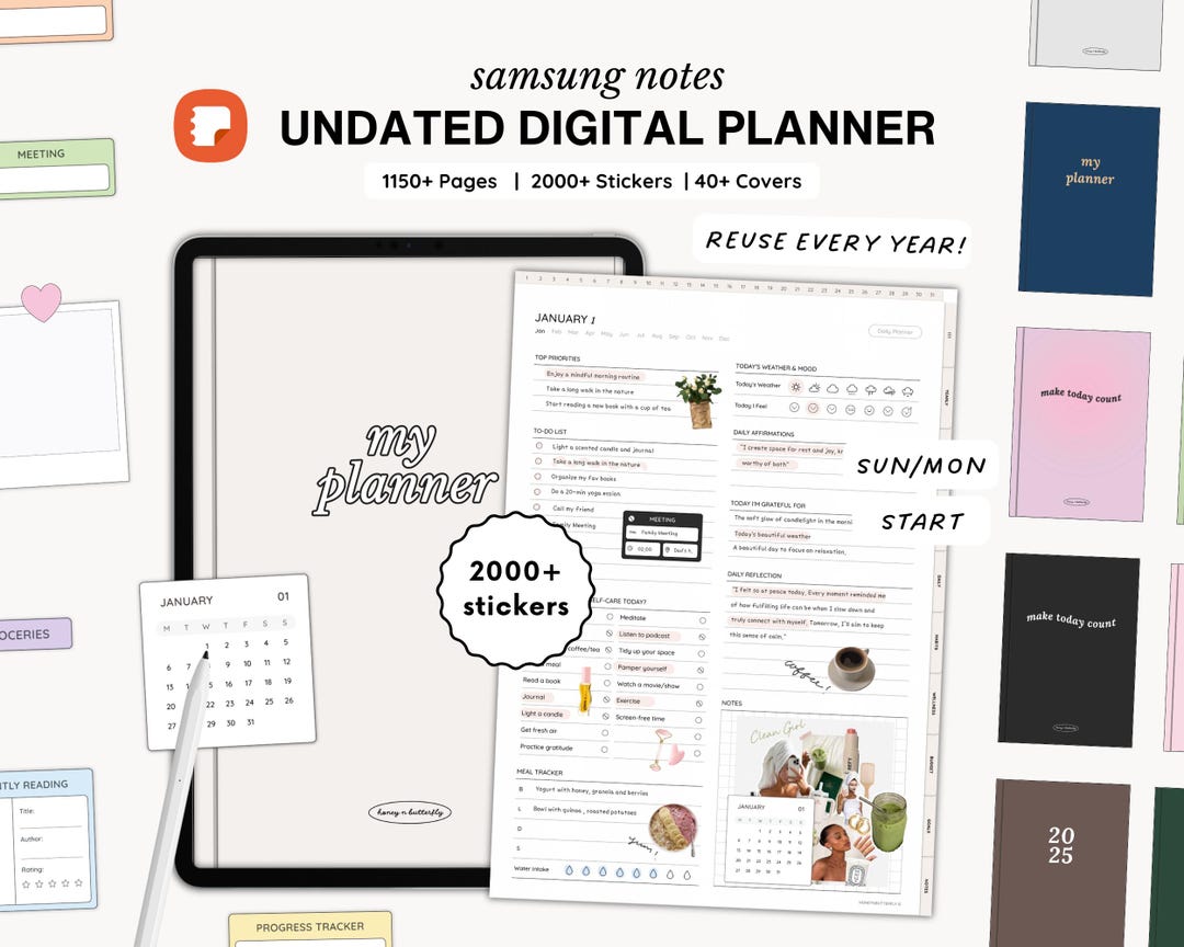 UNDATED Ultimate Samsung Notes Planner, Android Tablet Hyperlinked ...