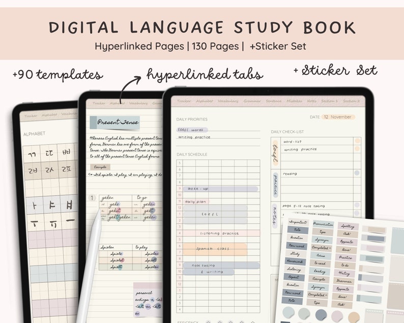 Language Learning Digital Planner Hyperlinked Language Study - Etsy