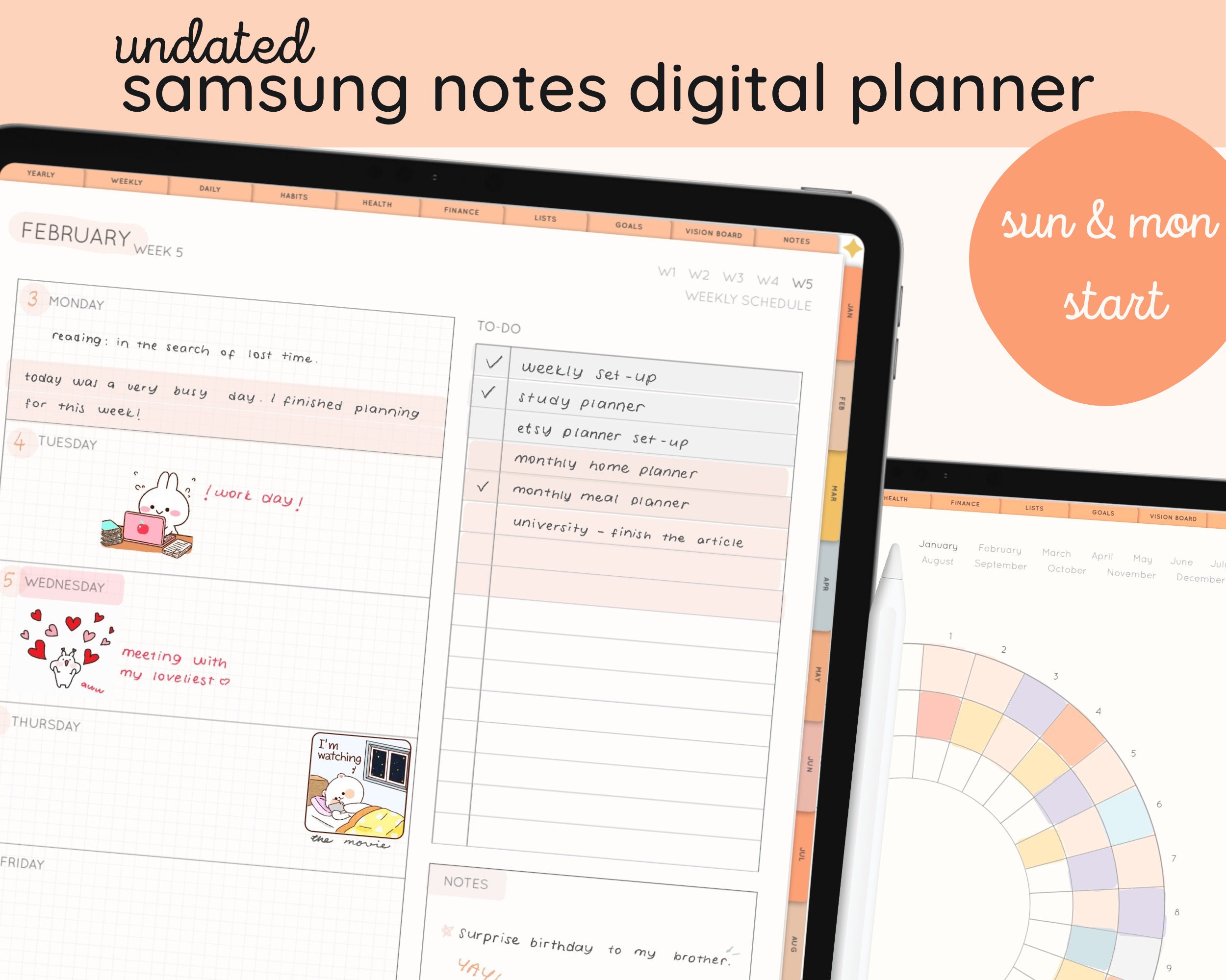 Samsung Notes Hyperlinked Undated Digital Planner Everyday | Etsy UK