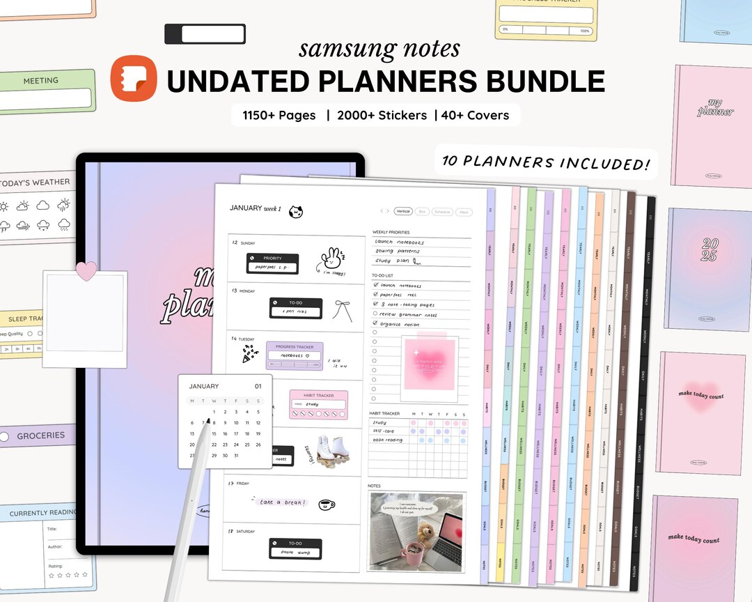 UNDATED Ultimate Samsung Notes Planner Bundle, Android Tablet ...