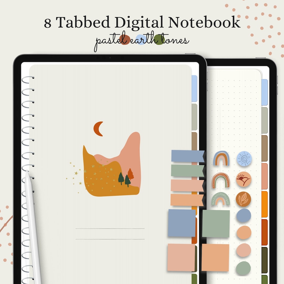 Boho 8 Hyperlinked Tabbed Binder Digital Notebook, 8 Subject Student ...