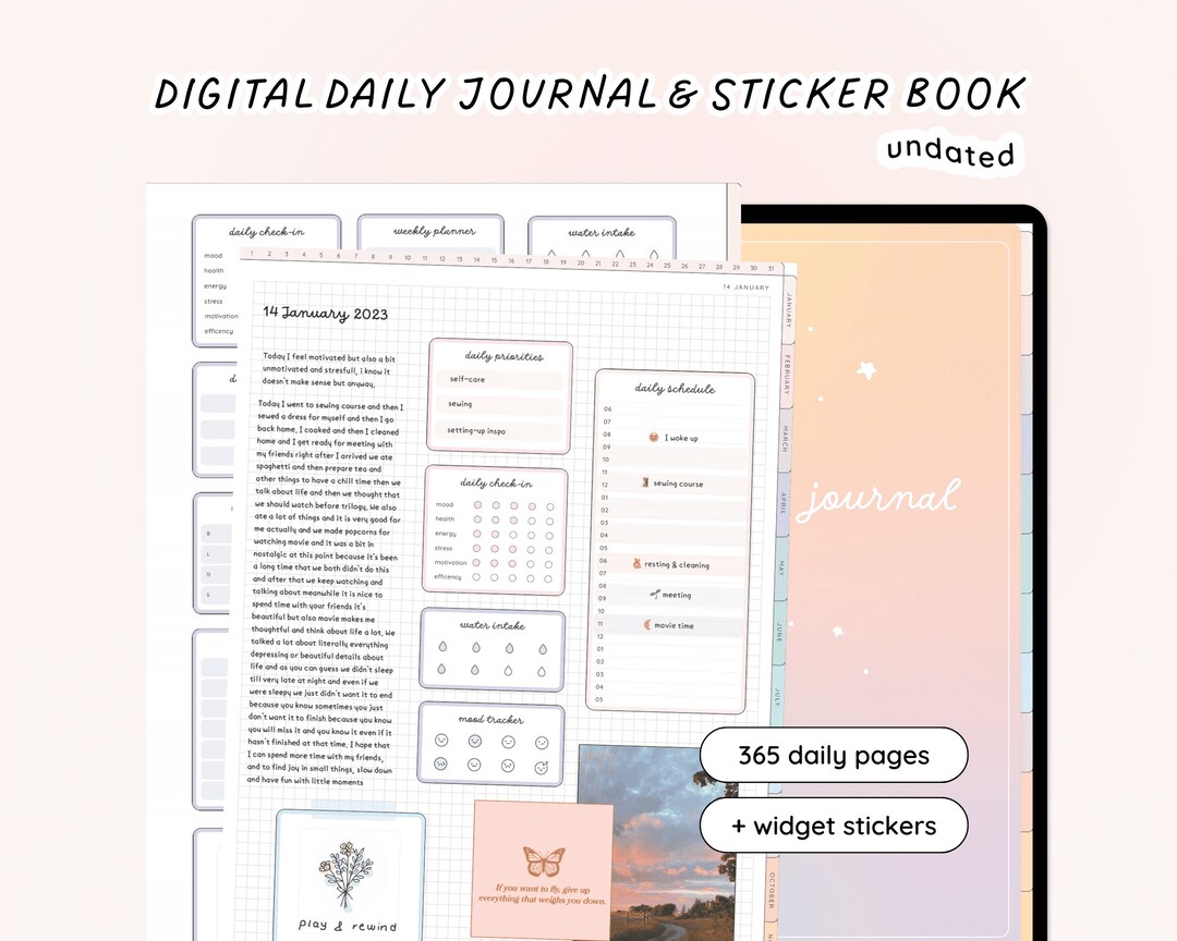 Digital Daily Journal, Digital Diary, 365 Pages Hyperlinked Journal ...