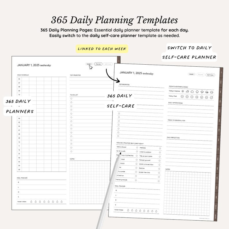 2026 Dated Portrait Digital Planner: Minimalist Weekly, Monthly, Daily ...