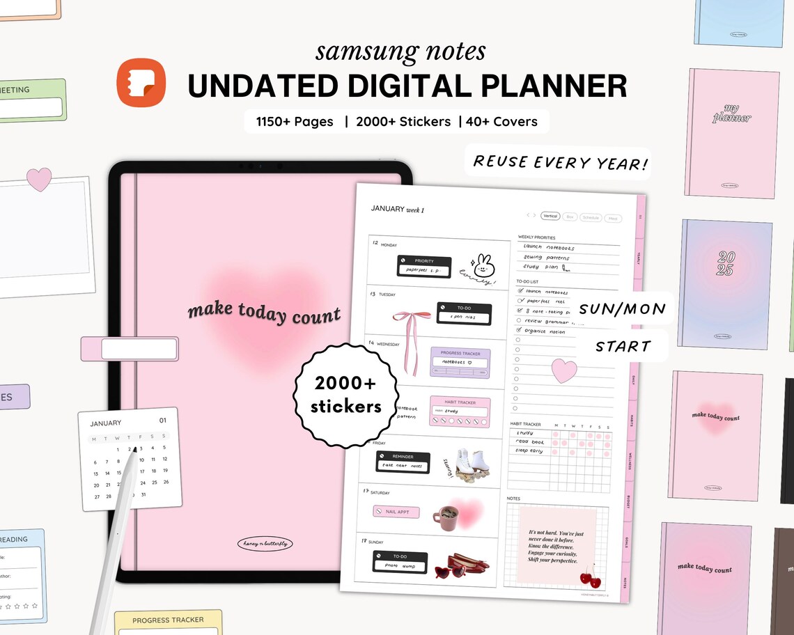 UNDATED Ultimate Samsung Notes Planner, Android Tablet Hyperlinked ...