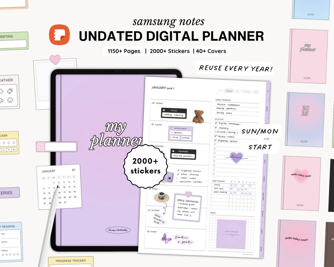 UNDATED Ultimate Samsung Notes Planner, Android Tablet Hyperlinked ...