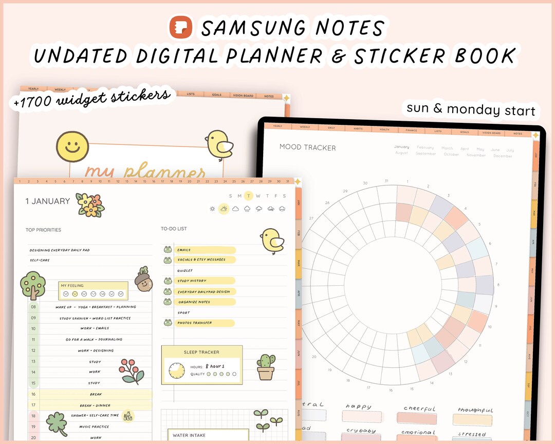 Samsung Notes Undated Hyperlinked Planner, Android Digital Planner ...