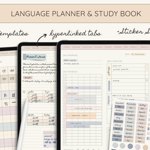 EXTENSION PACK Language Learning Study Notebook Ipad Notes | Etsy
