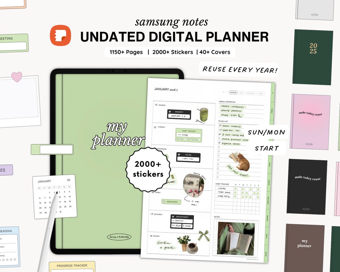 UNDATED Ultimate Samsung Notes Planner, Android Tablet Hyperlinked ...