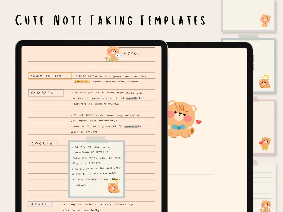 24 Cute Colorful Digital Note Taking Templates | Student, College Note ...