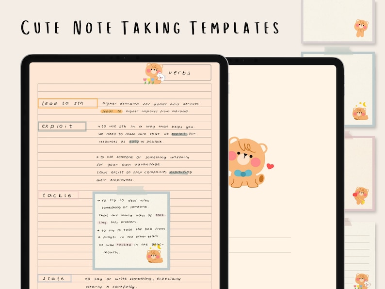 24 Cute Colorful Digital Note Taking Templates Student - Etsy
