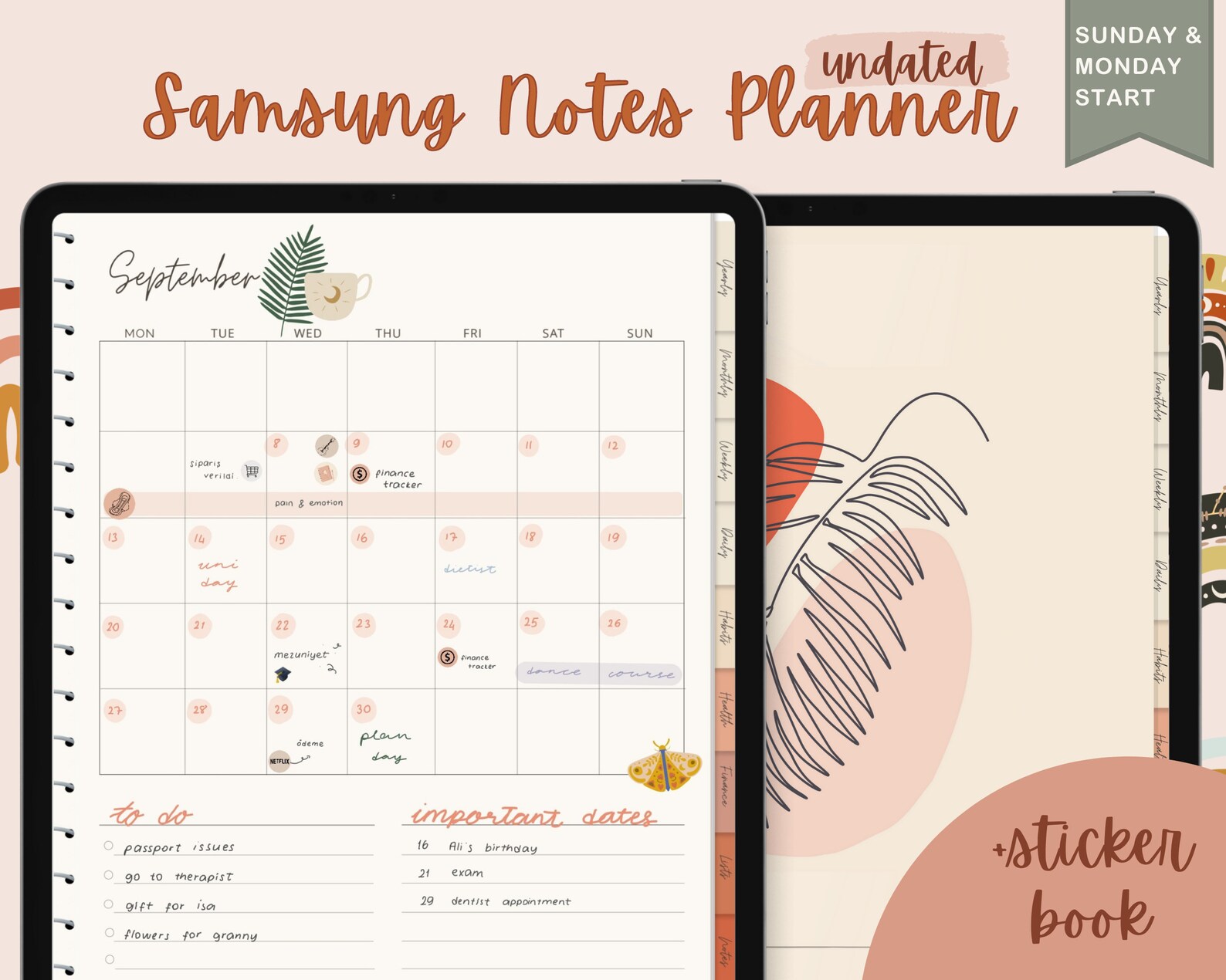 Samsung Notes Boho Undated Digital Planner Digital Journal - Etsy