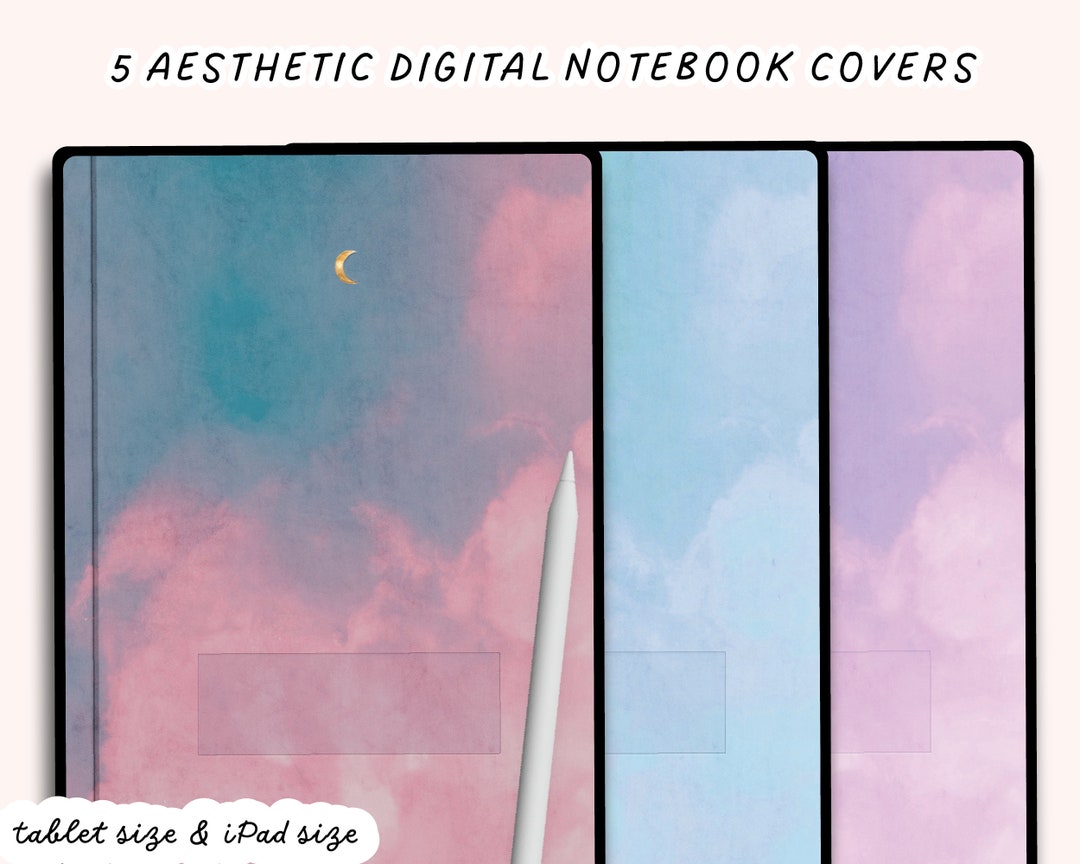 5 Aesthetic Digital Notebook Covers, Dreamy Sky, Tablet and iPad Size ...