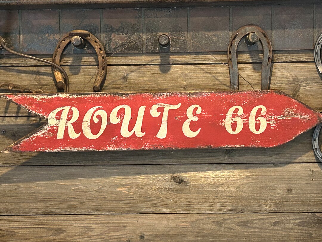 Route 66 Wood Arrow Sign Aged Distressed - Etsy