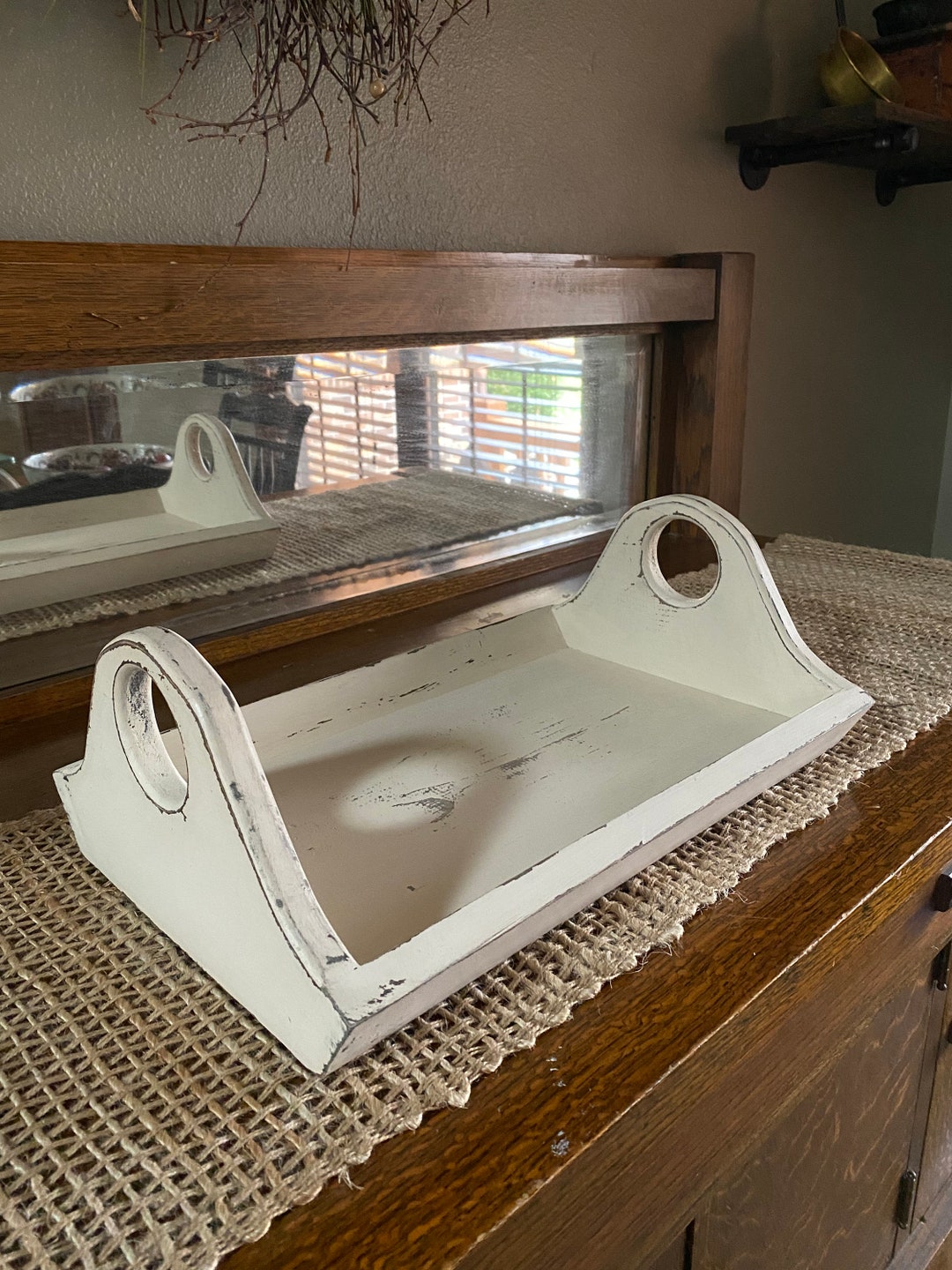 Farmhouse Distressed Wooden Tray - Etsy