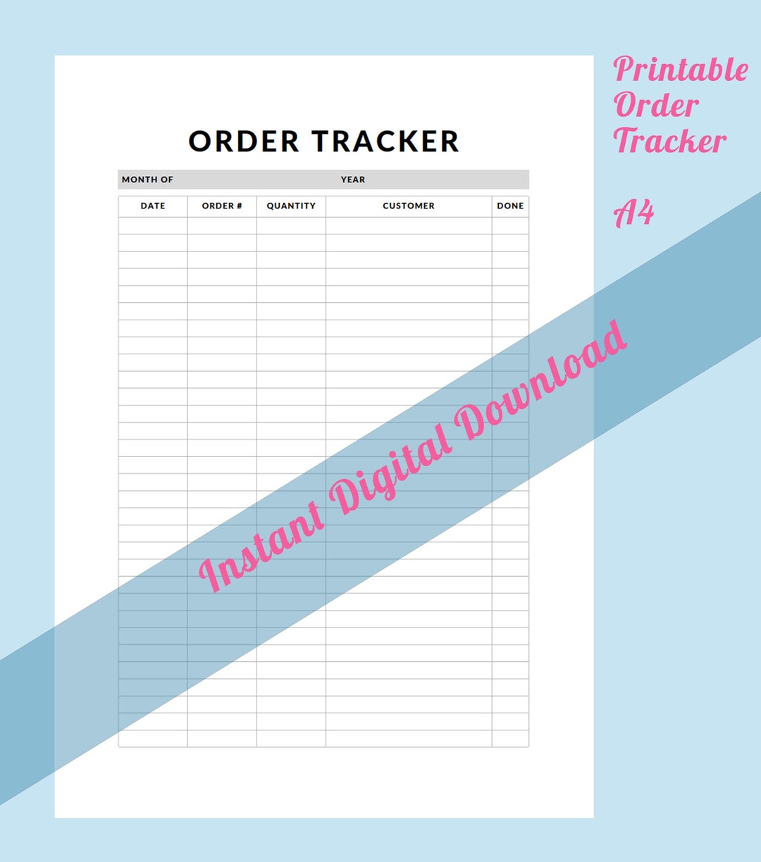 Order Tracker, Online Order Tracker Printable, Shopping Tracker ...