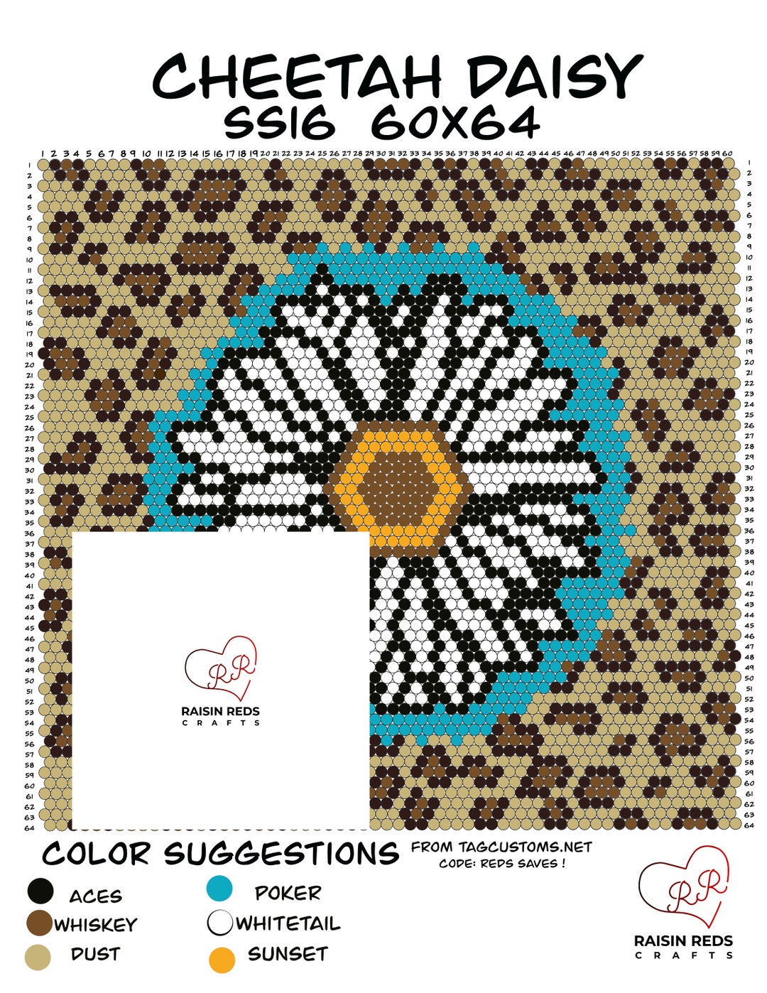 Cheetah Daisy Ss16 Rhinestone Template - Etsy