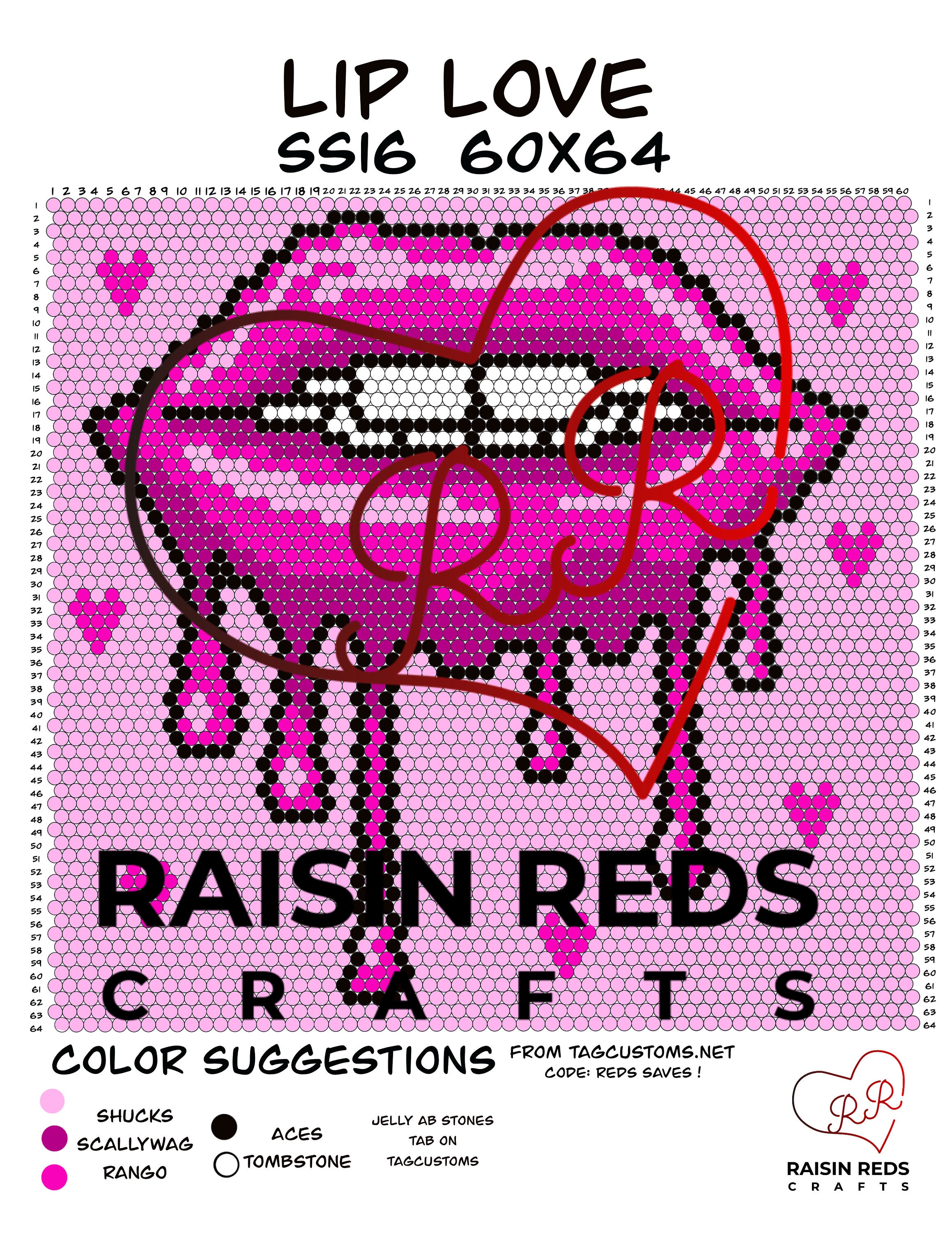 Lip Love Ss16 Rhinestone Template - Etsy