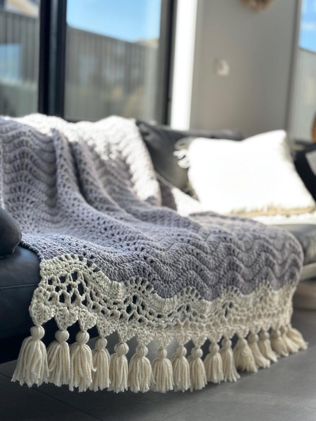 Feather, Fans, Chains & Tassels Lap Crochet Blanket (PDF Digital ...